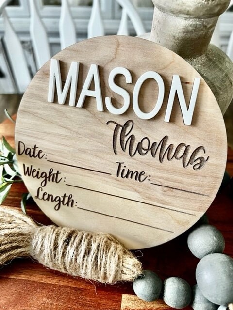 Baby Birth Stat Sign, Personalized Birth Announcement, Newborn Keepsake ...