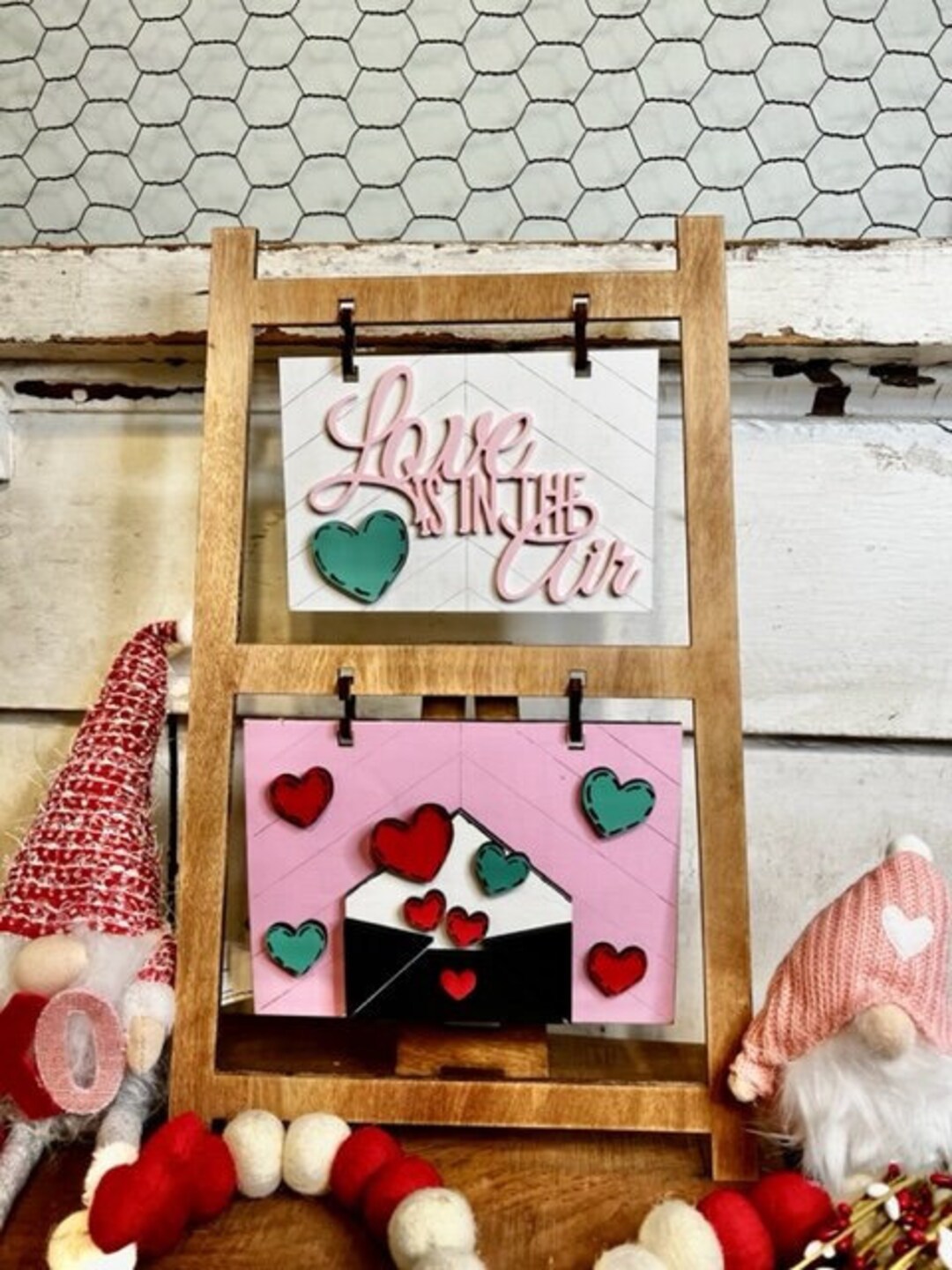 Love is in the Air Interchangeable Wooden Ladden Decor, Valentine Decor ...