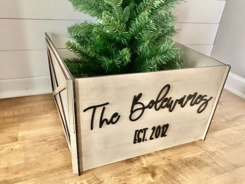 Christmas Tree Collar; Wooden Tree Collar; Personalized Tree Collar ...