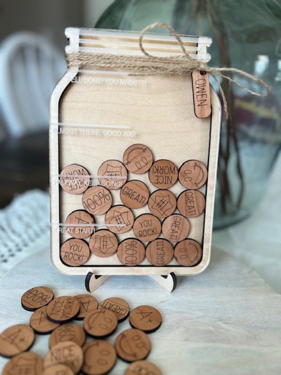Personalized Reward Jar and Tokens, Goal Jar, Kids Achievement Tracker ...