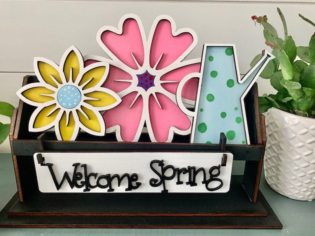 Welcome Spring Home Decor; Wagon Inserts, Raised Shelf Sitter, Seasonal ...