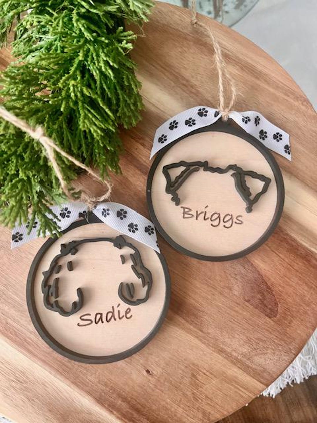 Personalized Dog Ear Ornament, Dog Breed Ear Outline, Gift for Dog ...
