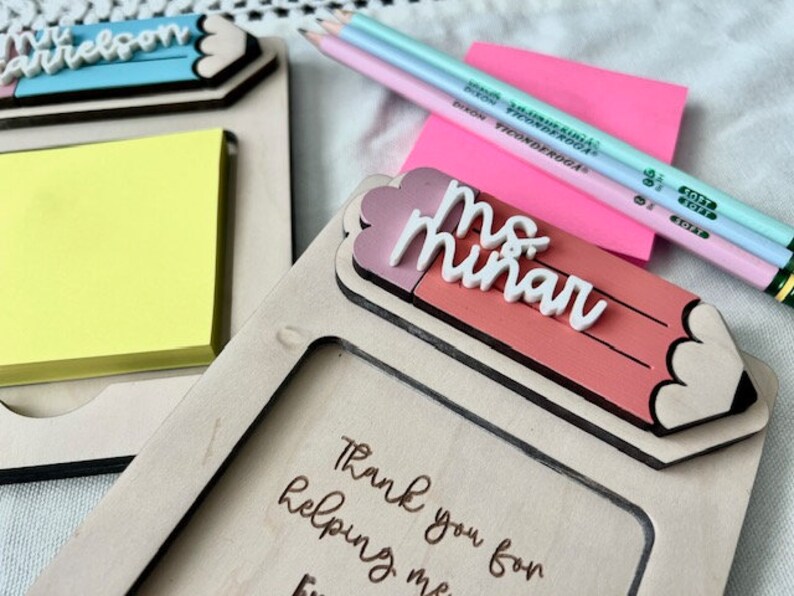 Teacher Notepad Holder, Sticky Note Holder, Personalized Teacher Gift ...
