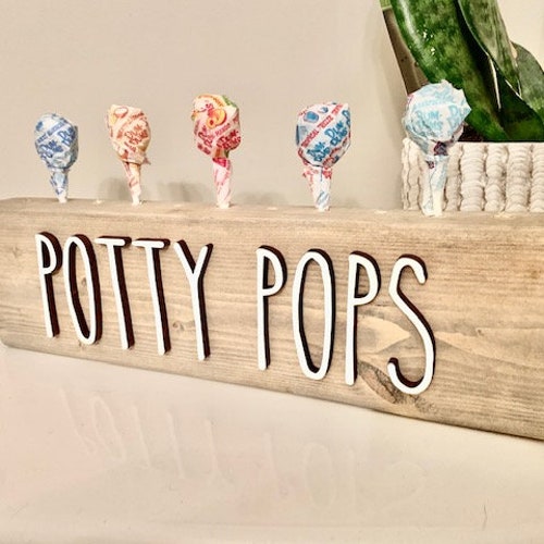 Potty Pops Wood Sign Potty Training Bathroom Decor Potty | Etsy