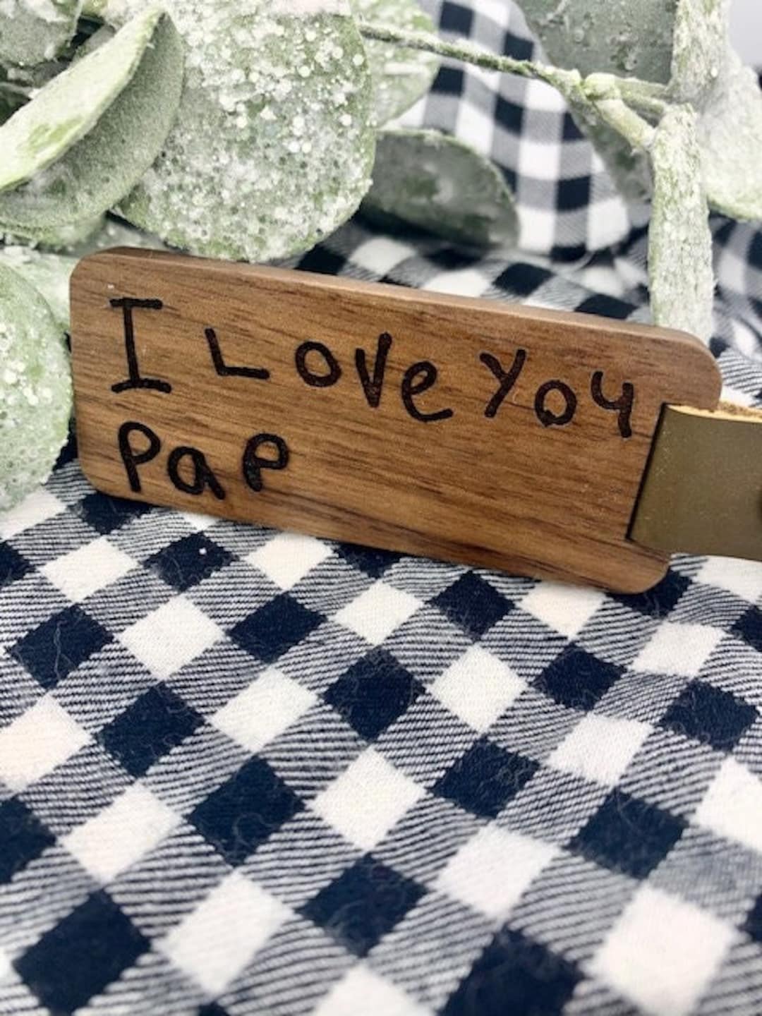 Personalized Wooden Keychain; Handwritten Note, Custom Wood Keychain ...