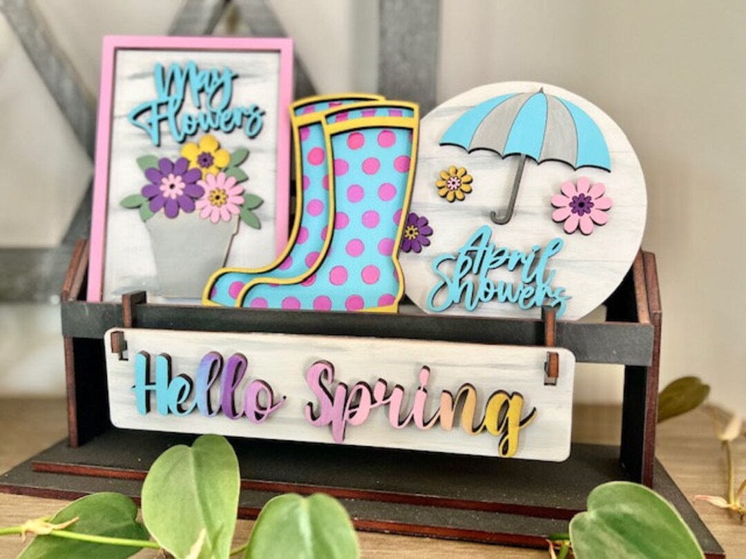 April Showers Bring May Flowers Insert Set, Hello Spring, Spring Home ...