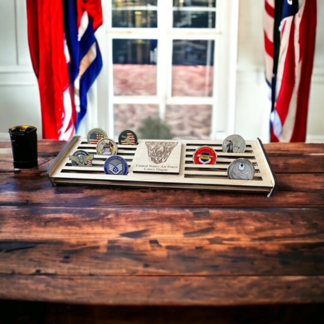 Personalized Coin Rack Display, Desktop Coin Display, Military Coin ...