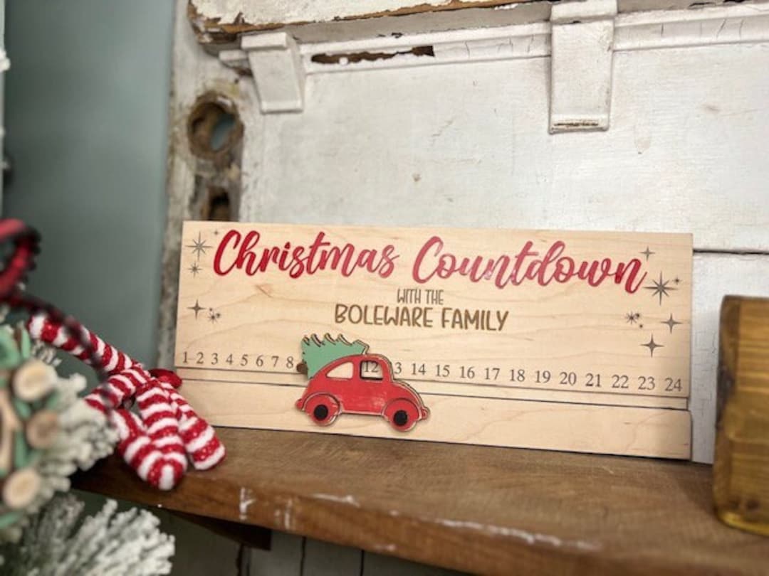 Personalized Christmas Countdown Sign, Sliding Car Countdown for ...