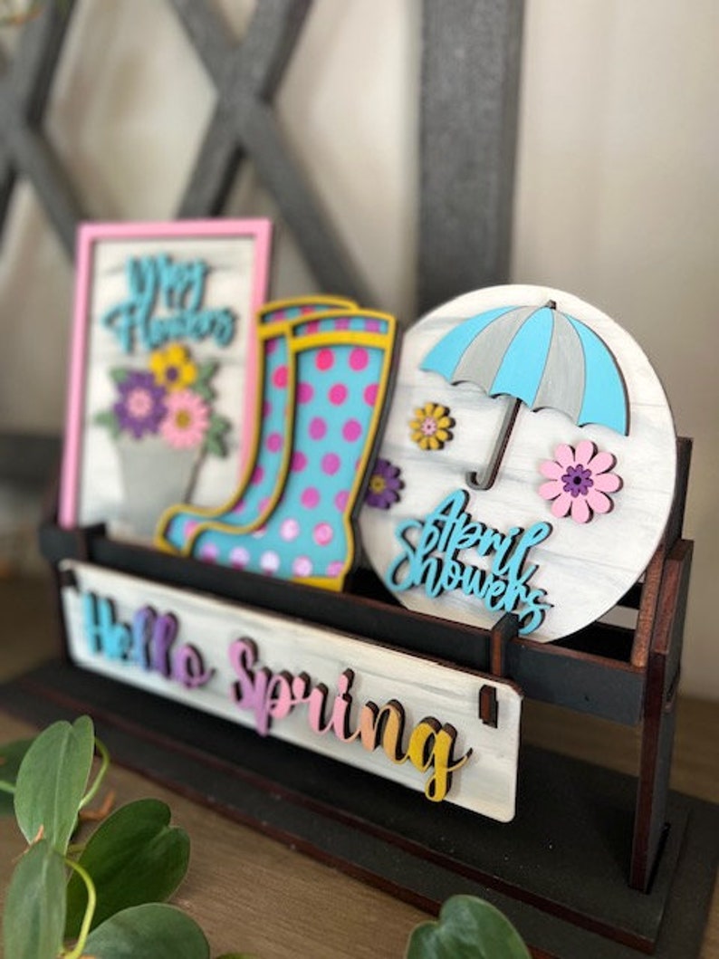 April Showers Bring May Flowers Insert Set Hello Spring - Etsy