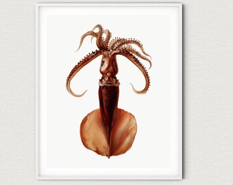 Psychedelic Squid Poster, Fine Art Print, Mixed Media, 8.5 X 11 ...