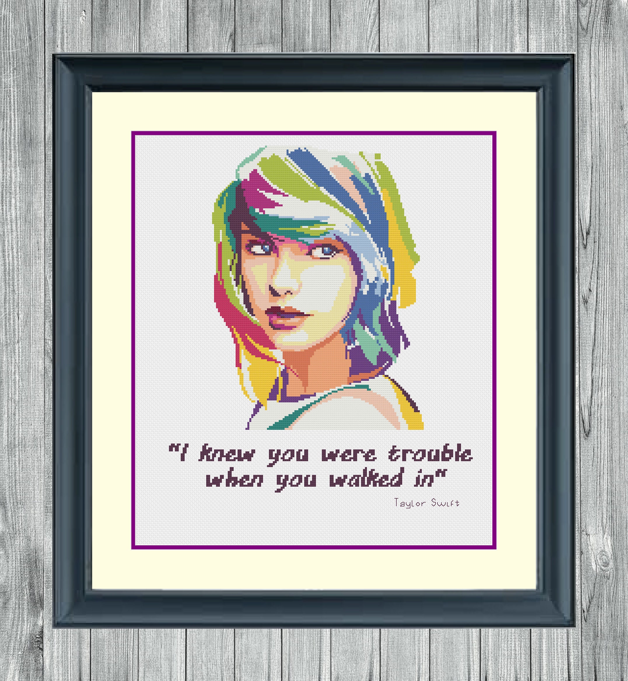 Taylor Swift Cross Stitch Pattern: "trouble" Quote, Swifty Fan Gift ...
