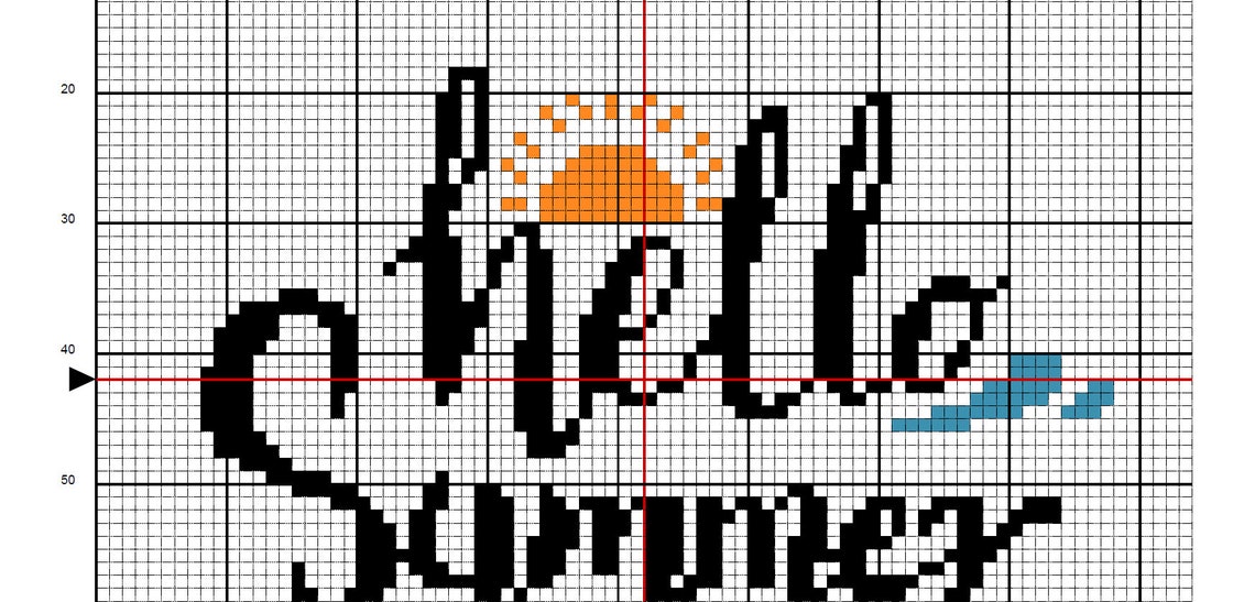 Hello Summer Cross Stitch Pattern PDF Easy Summer Cross Stitch Chart ...
