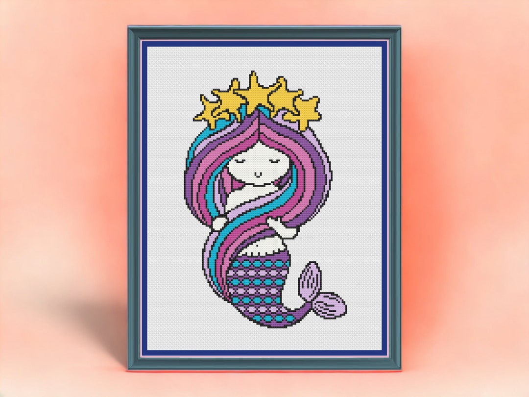 Mermaid Cross Stitch Pattern PDF Mermaid Chart Mermaid Wall Decor ...
