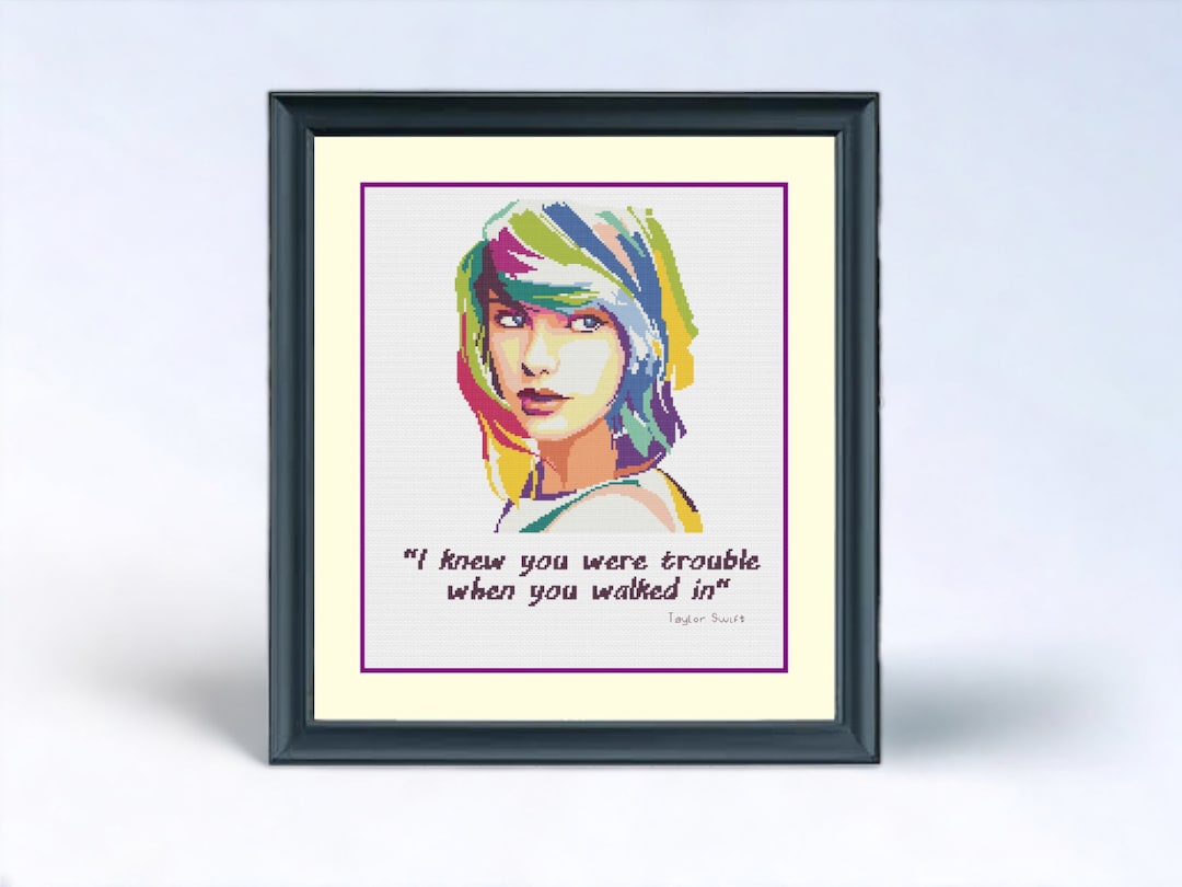 Taylor Swift Cross Stitch Pattern: "trouble" Quote, Swifty Fan Gift ...