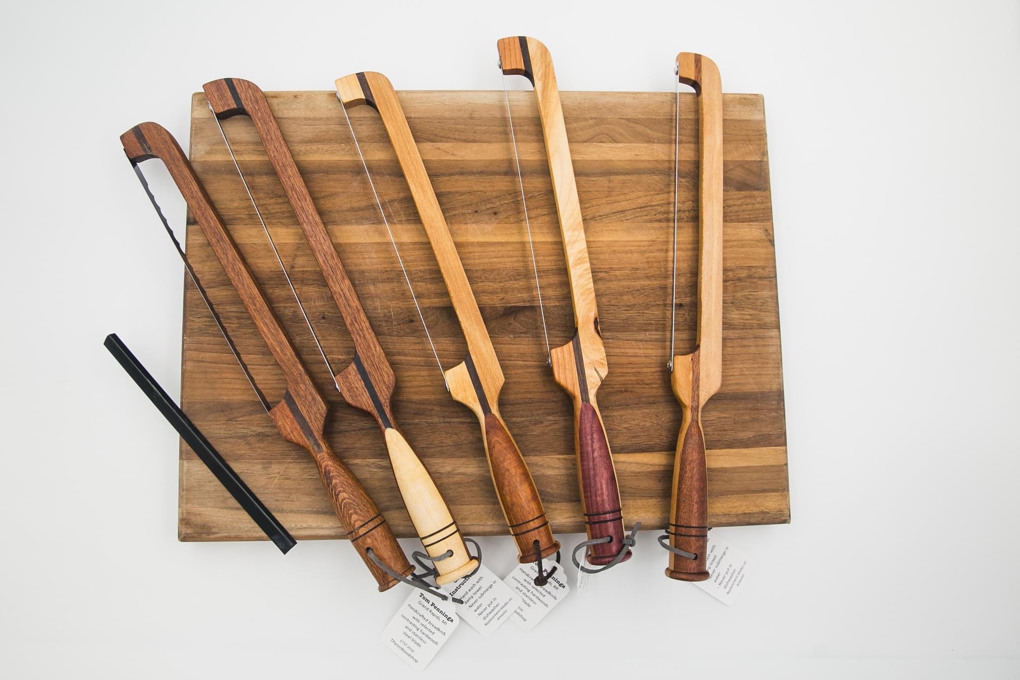 Bread Knife With Turned Handle and Serrated Stainless Blade - Etsy