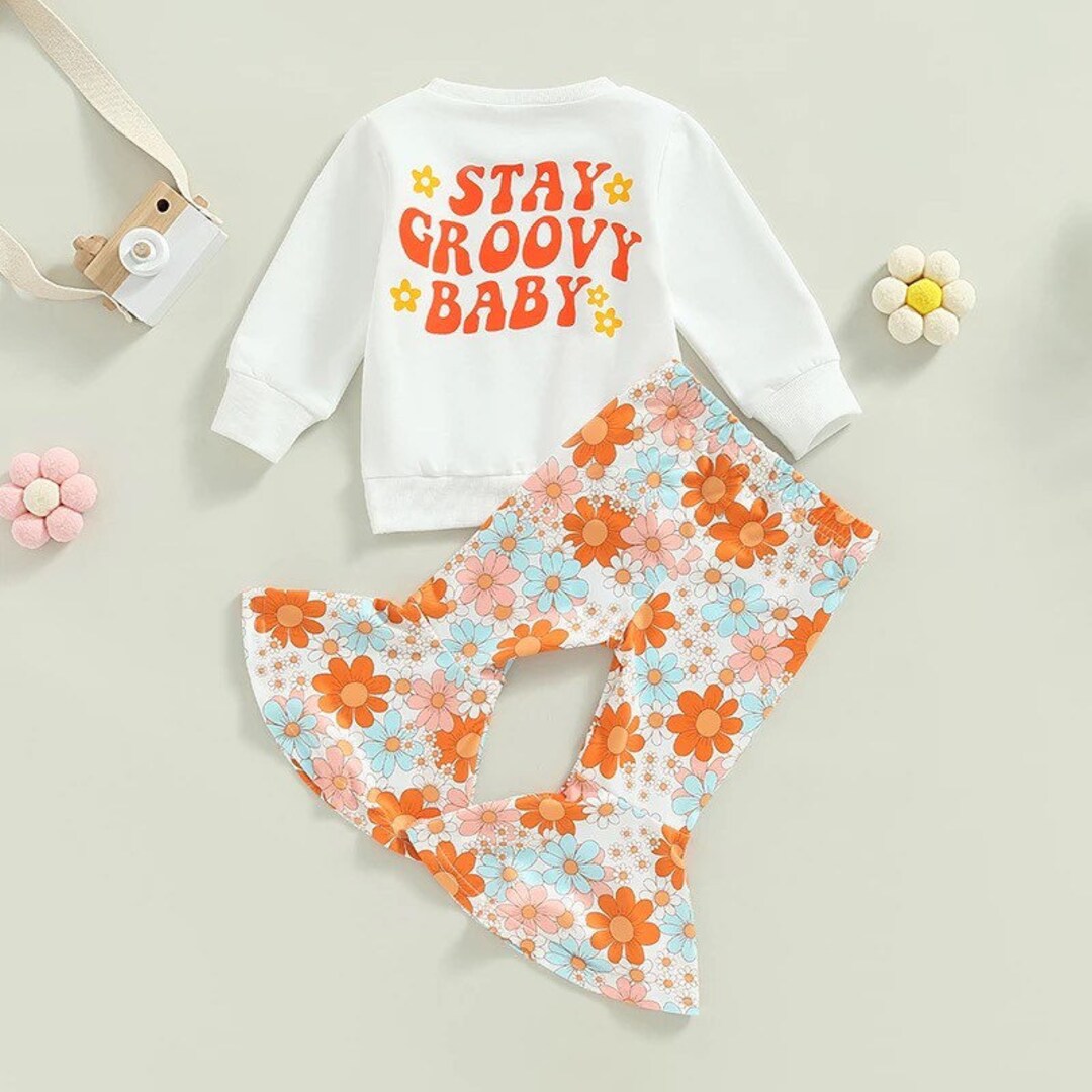 Stay Groovy Baby Kids Girls Clothes Sets Letter Toddler Print - Etsy