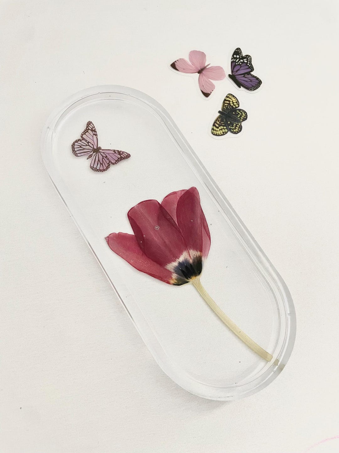 Tulip & Butterfly Resin Trinket Tray - Etsy
