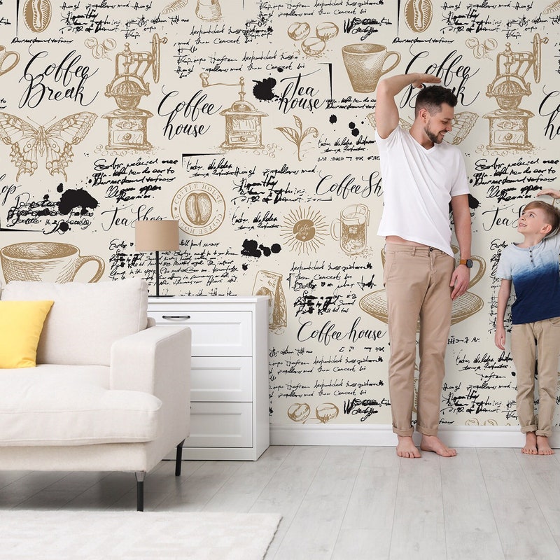 Coffee Kitchen Wallpaper - Etsy