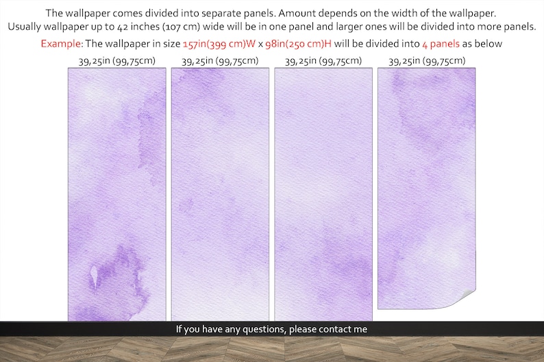 Abstract Art Purple Watercolor Wallpaper, Wall Mural, Self Adhesive ...