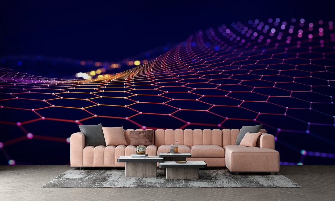 Wallpaper With Cyber Big Data Flow, Wall Mural, Removable Wallpaper ...