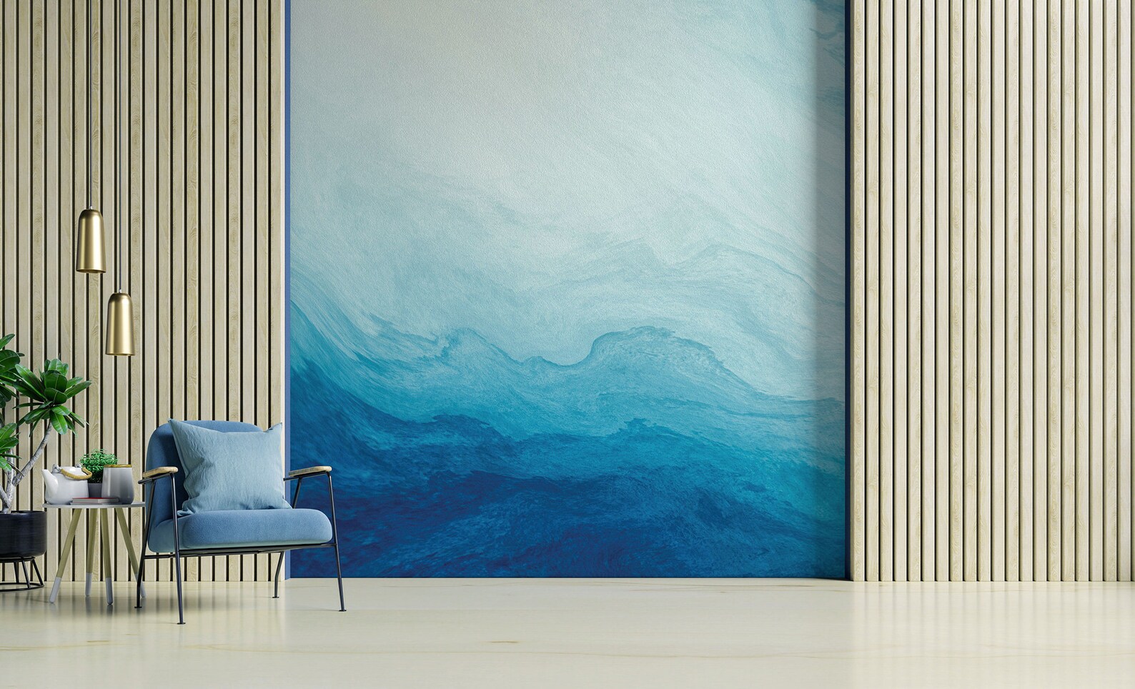 Abstract Blue Gradient Wallpaper Removable Wallpaper Self - Etsy