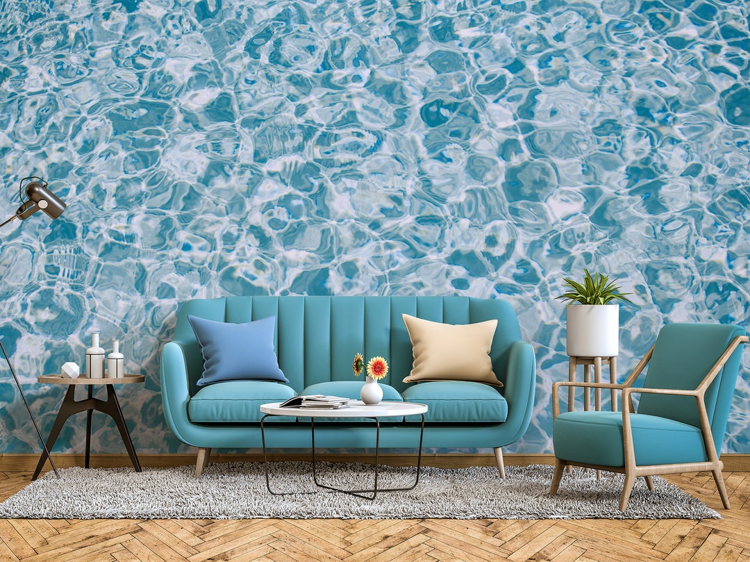 Water Ripples Wallpaper, Blue Abstract Fluid Pattern, Wall Mural ...