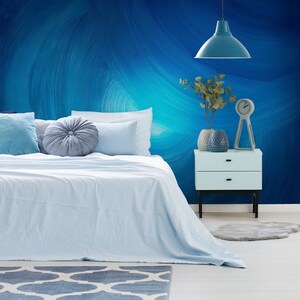 Abstract Blue Wallpaper, Blue Ocean, Wall Mural, Self Adhesive (peel ...