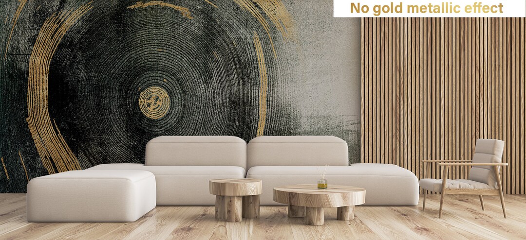 Matte Gold Abstract Wallpaper, Modern Art, Wall Mural, Self Adhesive ...