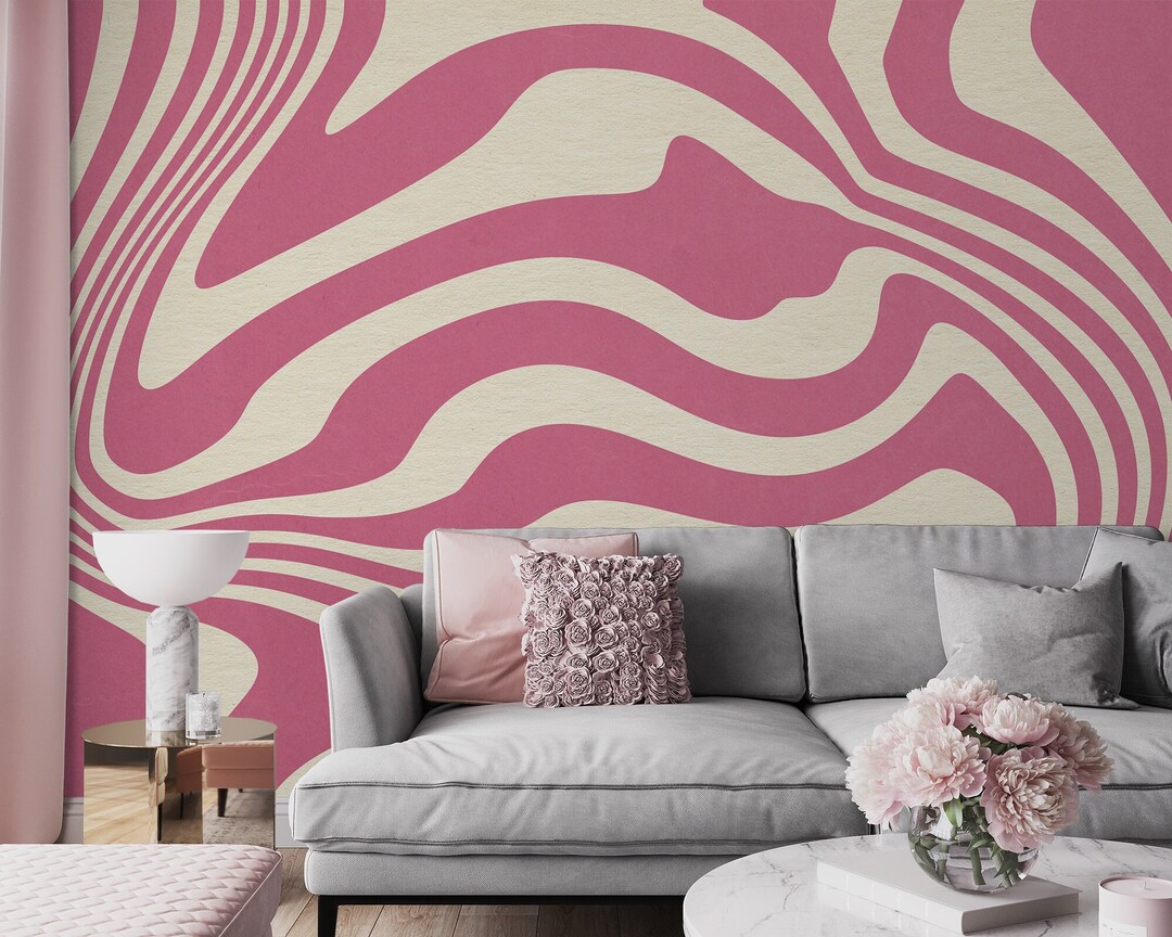 Abstract Pink Wallpaper, Wall Mural, Removable, Self Adhesive (peel and ...
