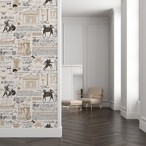 Ancient Greece Wallpaper, Retro Style, Wall Mural, Removable, Self ...