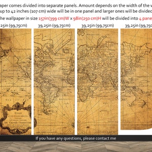 Vintage Map of the World Wallpaper, 1778 Year Wall Mural, Self Adhesive ...