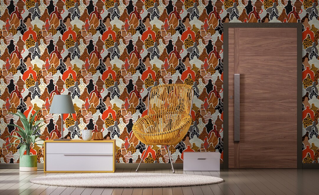 Abstract Art Wallpaper, African Style, Wall Mural, Removable, Self ...