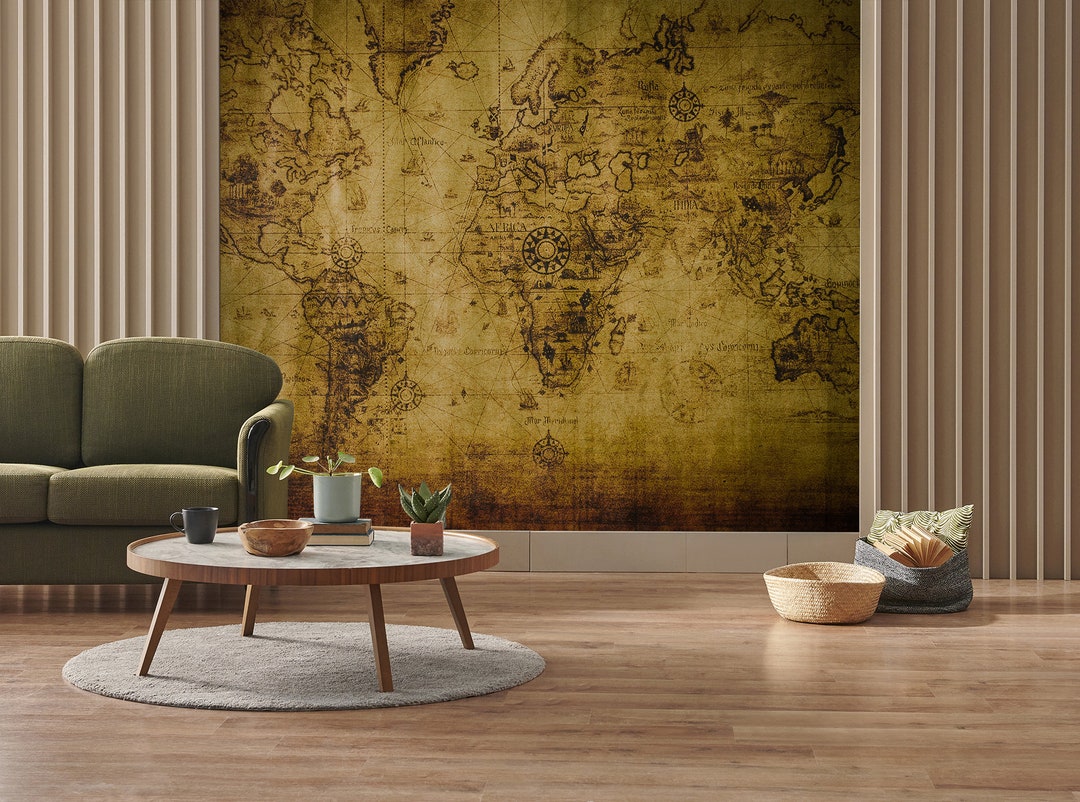 Old Map Wallpaper, Wall Mural, Self Adhesive (peel and Stick) or Non ...