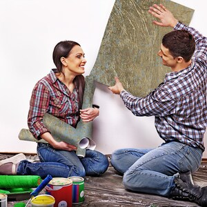 Scratched Grunge Yellow Non Metallic Matte Wallpaper, Removable ...