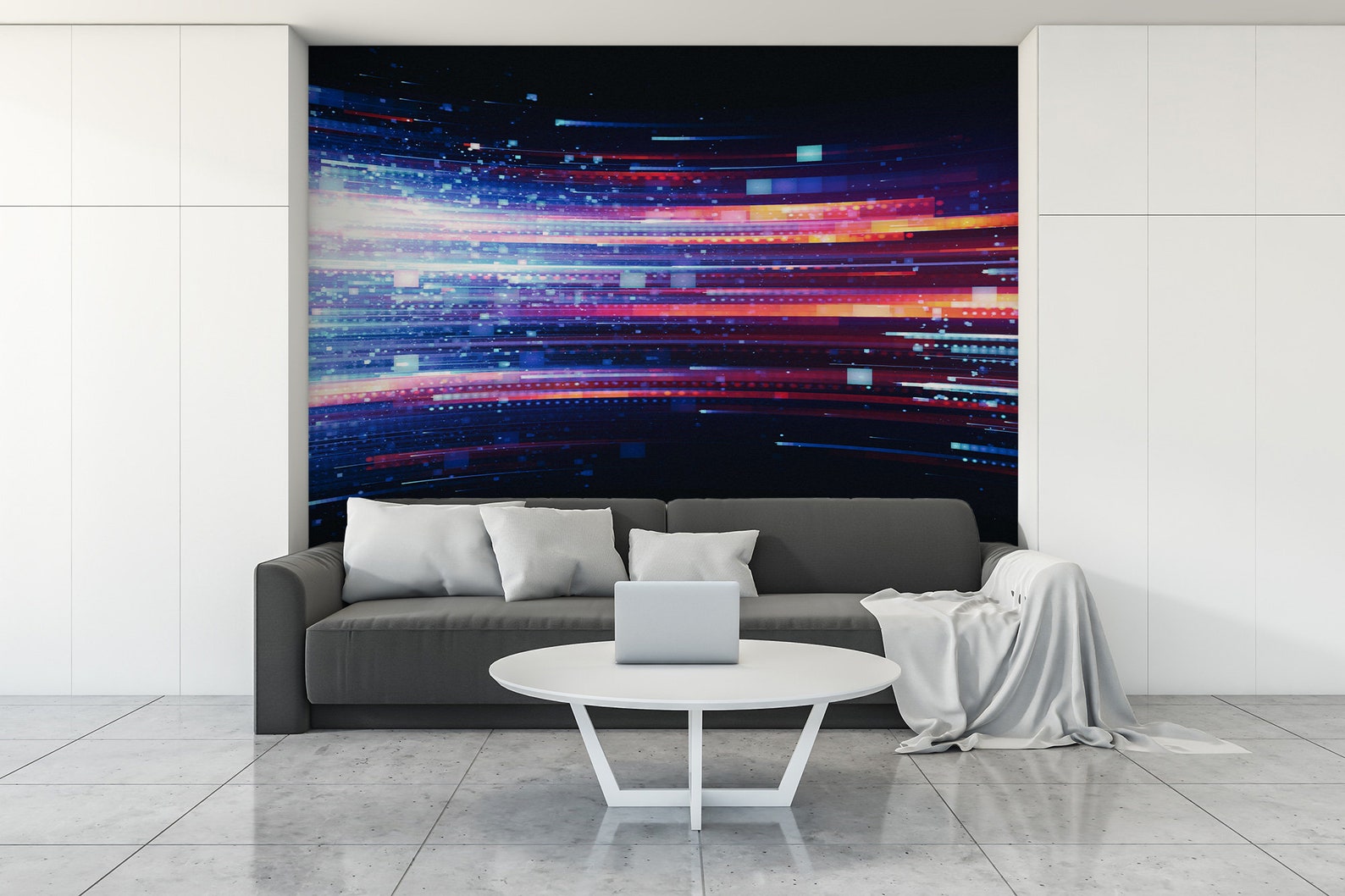 Abstract Wallpaper in Modern Led Light Style, Wall Mural, Removable ...