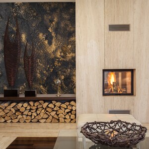 Scratched Wallpaper, Black and Matte Gold Grunge, Wall Mural, Removable ...