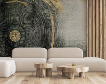 Neutral Bohemian Abstract Shapes Wallpaper, Hand Drawn Leaves Wall ...