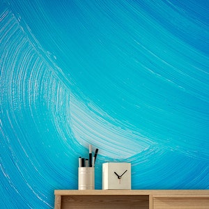 Abstract Blue Wallpaper, Blue Ocean, Wall Mural, Self Adhesive (peel ...