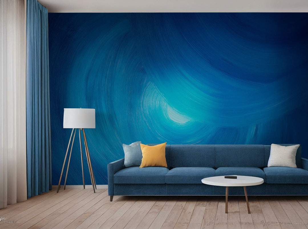 Abstract Blue Wallpaper, Blue Ocean, Wall Mural, Self Adhesive (peel ...