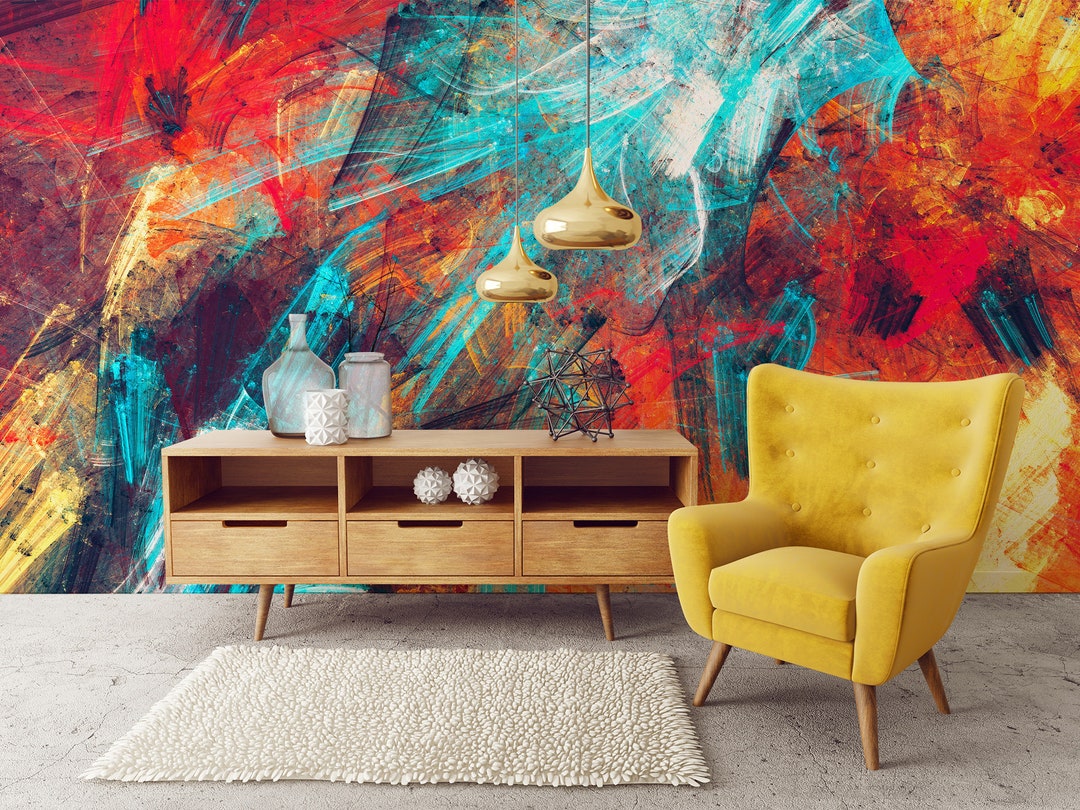 Abstract Modern Colorful Wallpaper, Removable Wallpaper, Self Adhesive ...
