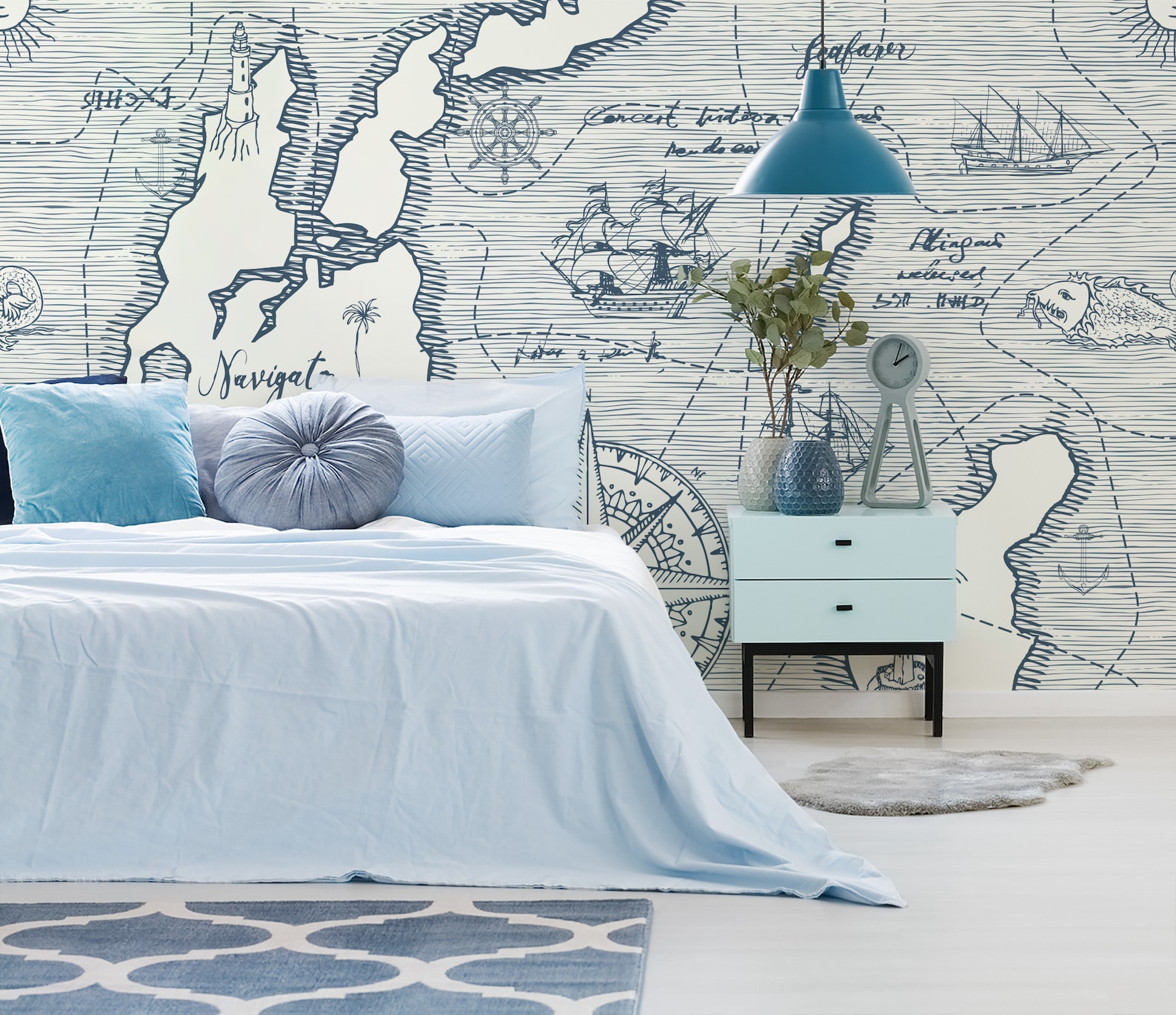 Vintage Yachts and Map Wallpaper Abstract Wall Mural - Etsy