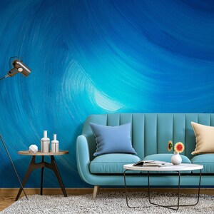 Abstract Blue Wallpaper, Blue Ocean, Wall Mural, Self Adhesive (peel ...