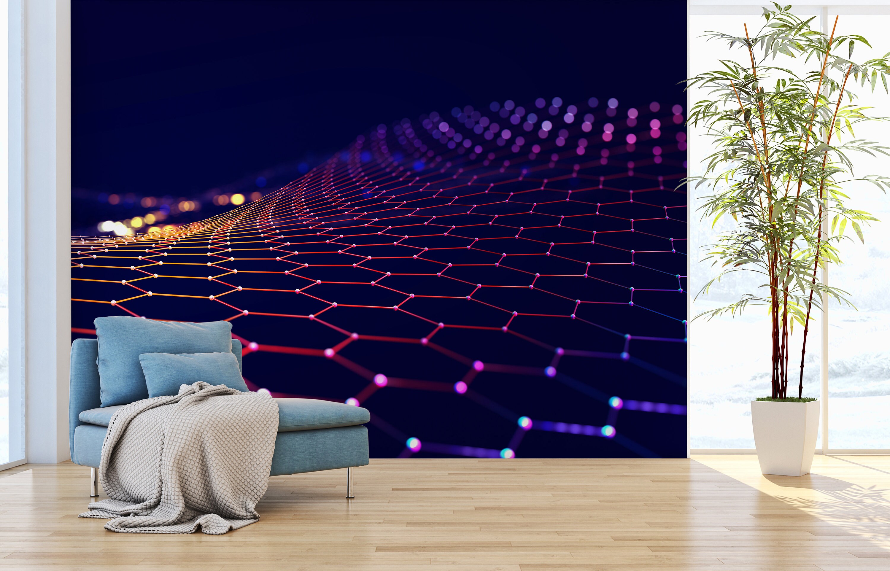 Wallpaper With Cyber Big Data Flow, Wall Mural, Removable Wallpaper ...