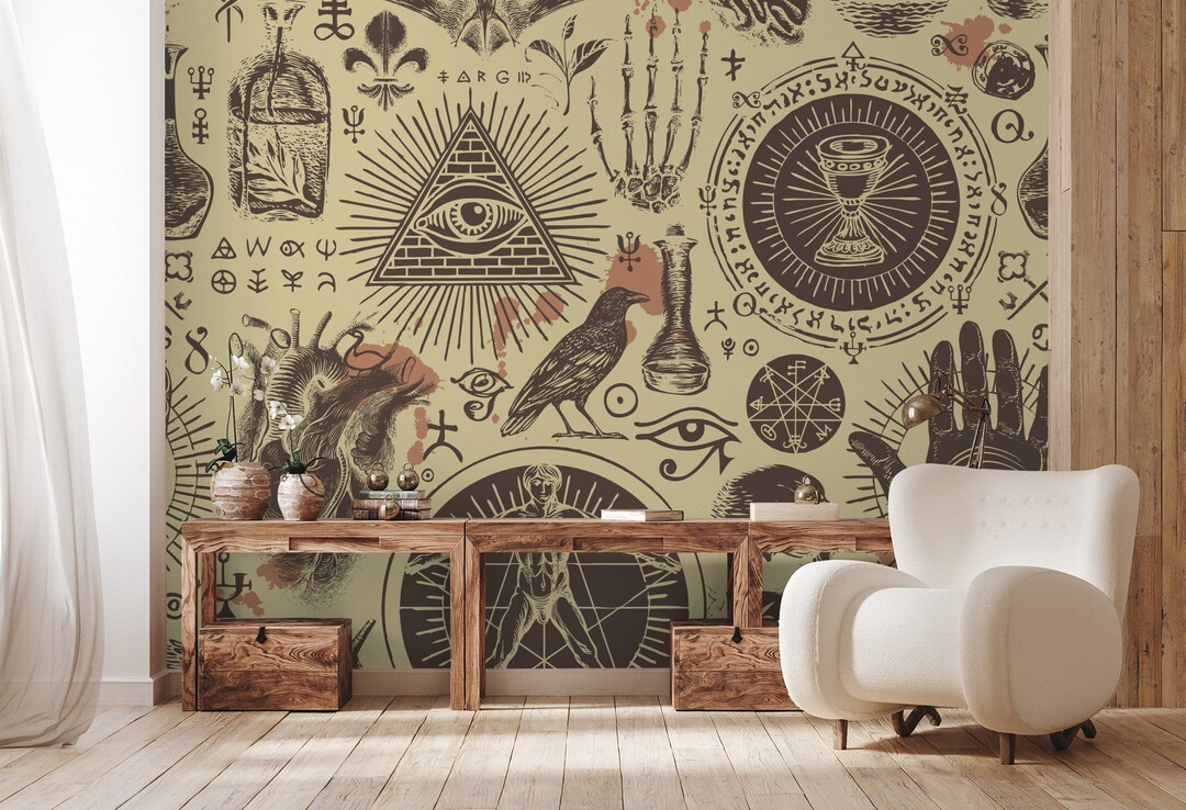 Vintage Abstract Wallpaper, Occultism, Satanism and Witchcraft, Wall ...
