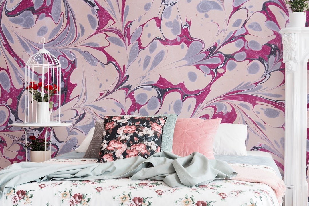 Abstract Pink Wallpaper, Wall Mural, Removable, Self Adhesive (peel and ...