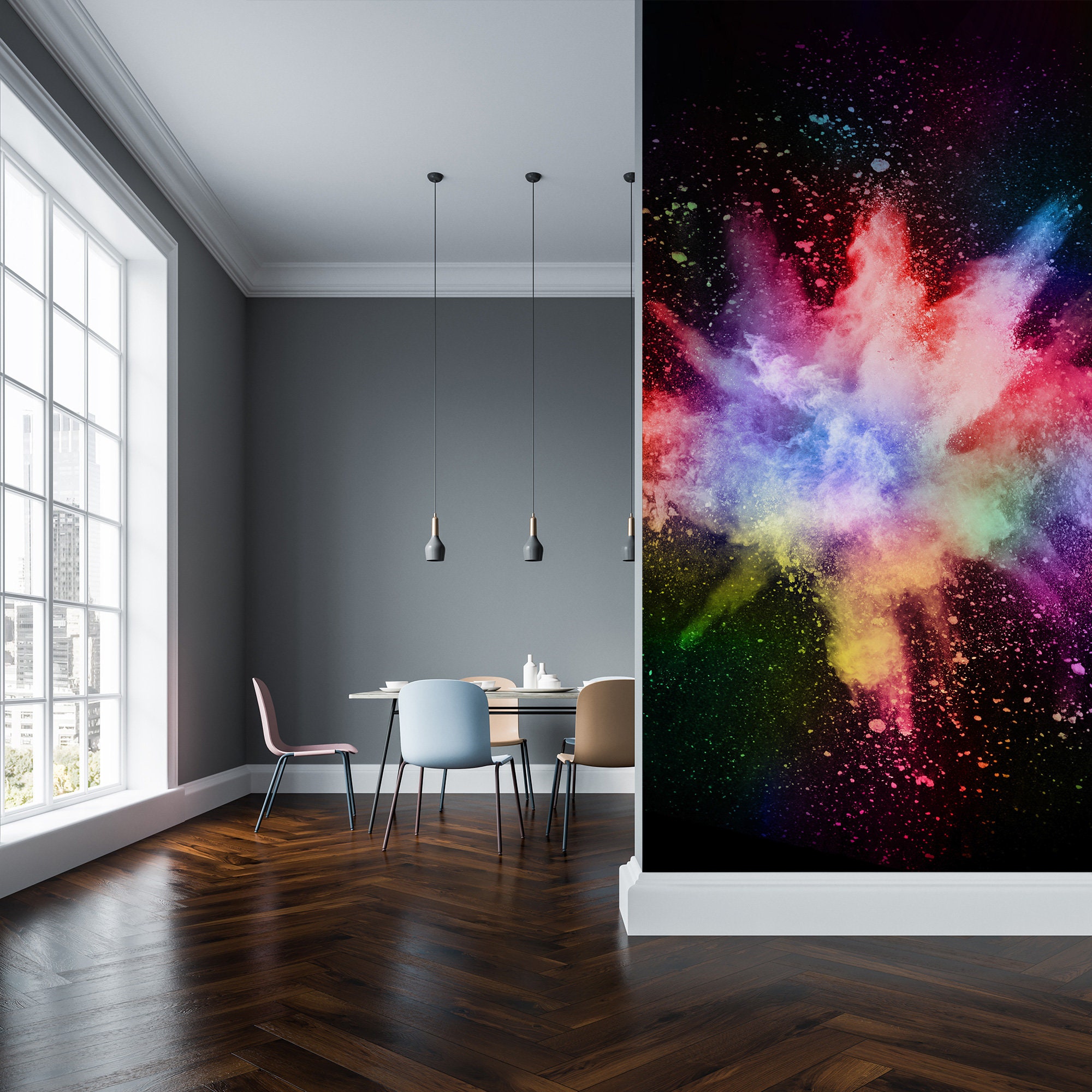 Abstract Wallpaper, Black Background, Wall Mural, Removable Wallpaper ...