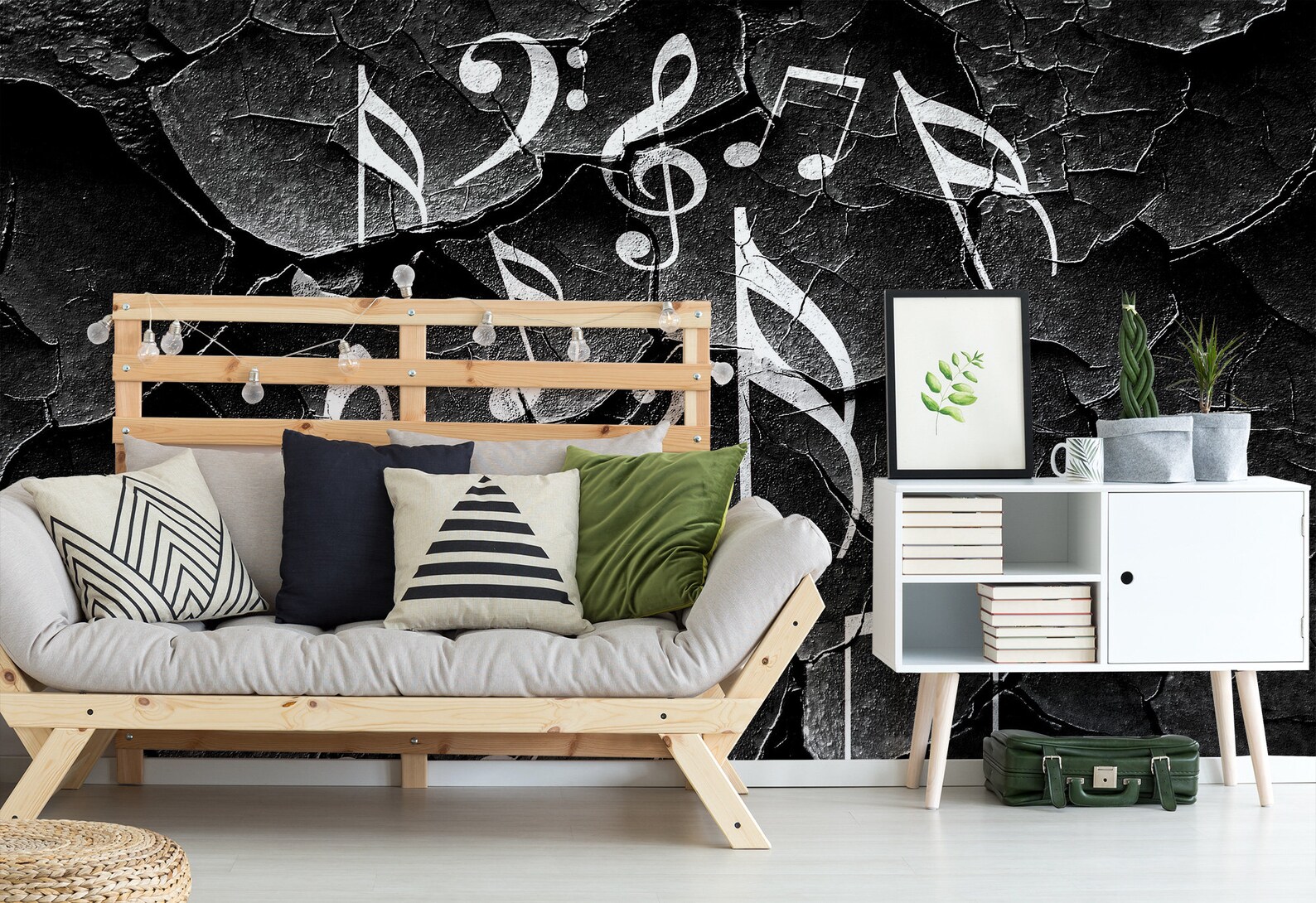 Music Wallpaper Grunge Cracked Musical Notes Removable - Etsy
