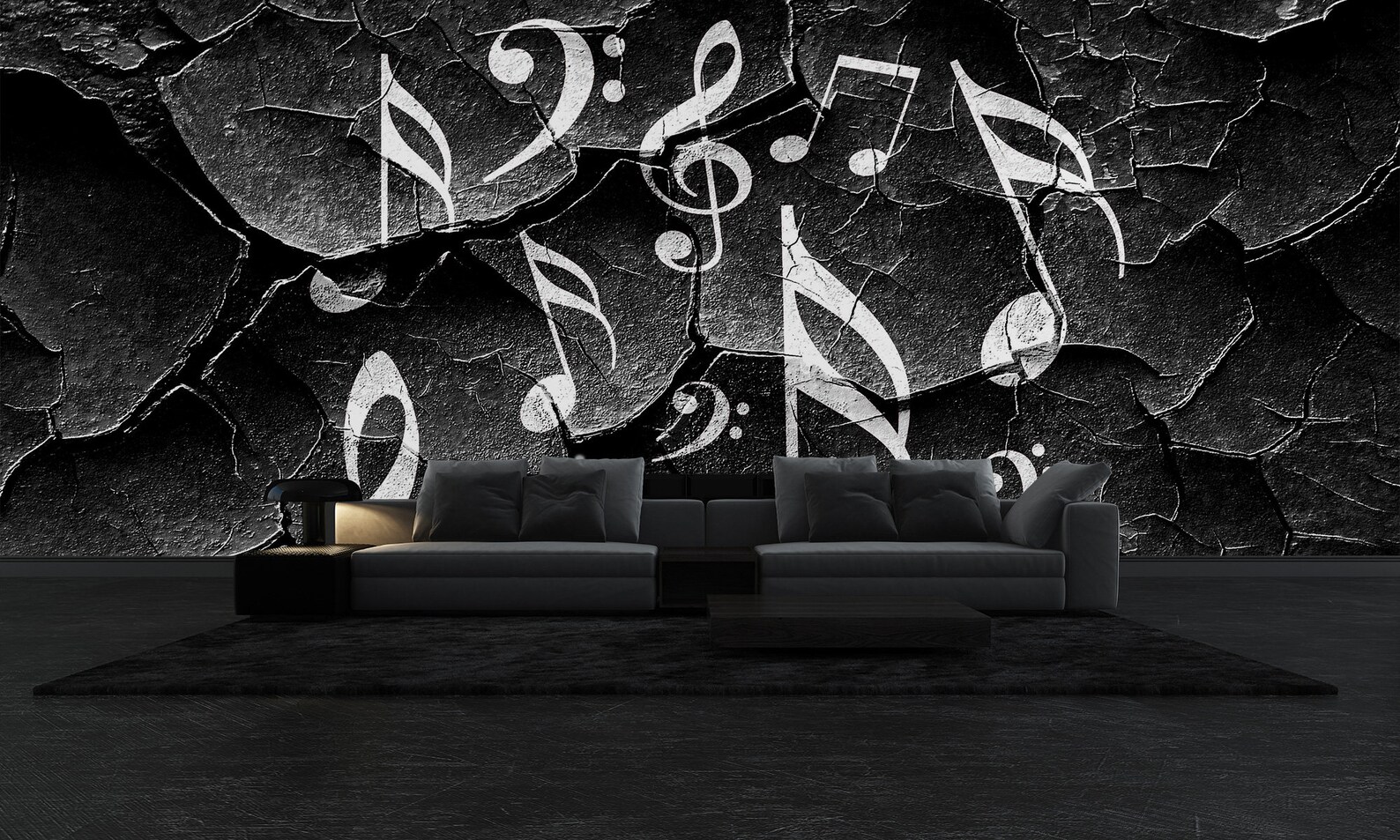 Music Wallpaper Grunge Cracked Musical Notes Removable - Etsy