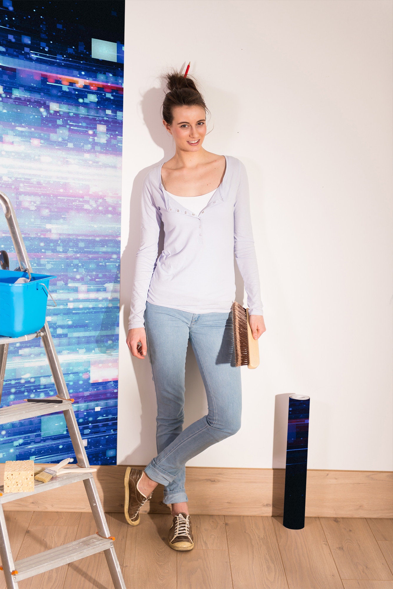 Abstract Wallpaper in Modern Led Light Style, Wall Mural, Removable ...