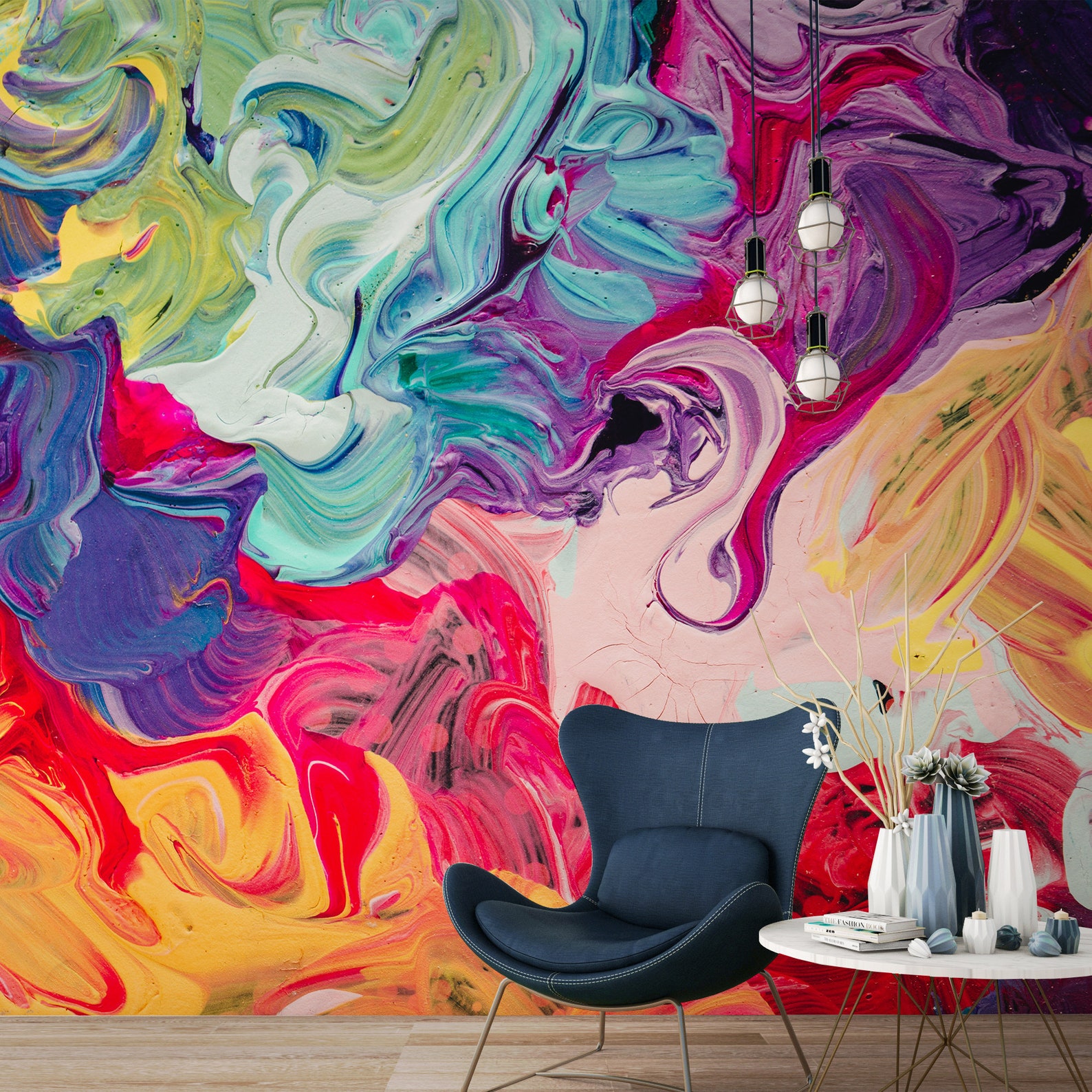 Colorful Modern Art Wallpaper, Wall Mural, Removable Wallpaper, Self ...